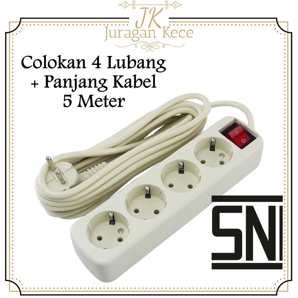 Jual Stop Kontak 4 Lubang Colokan Cok Listrik Original SNI Kabel Panjang 5 Meter | Shopee Indonesia