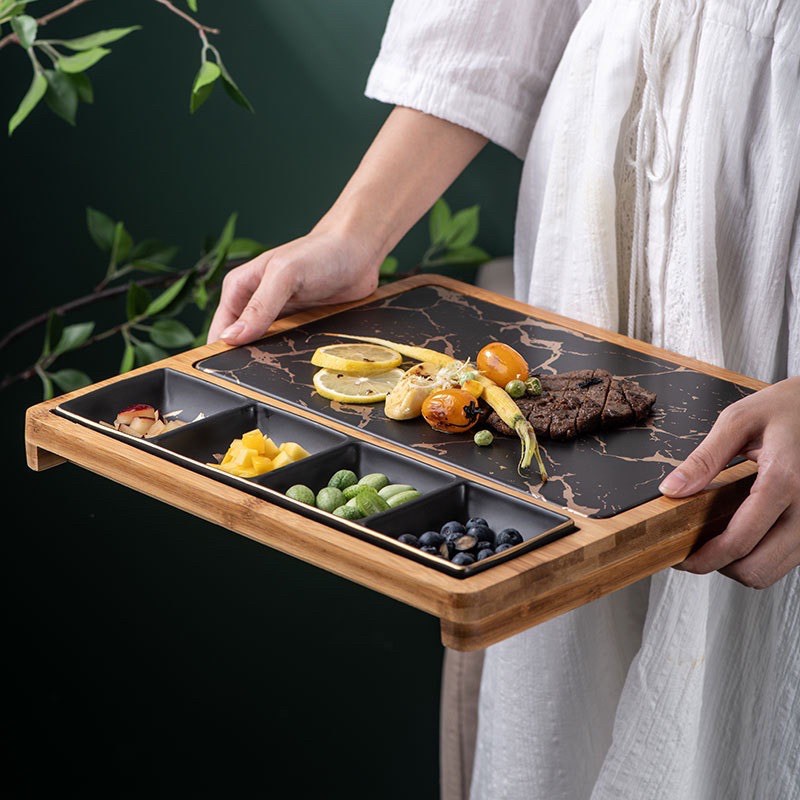 Jual Piring Marble Doff Wood Steak Plate Rectangle / Piring Steak ...