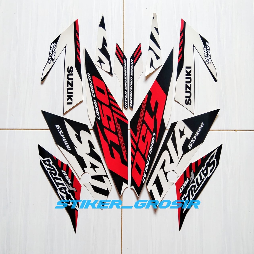 Jual Sticker Striping Lis Les Motor Satria Fu F150 2021 Fi Hitam Putih ...