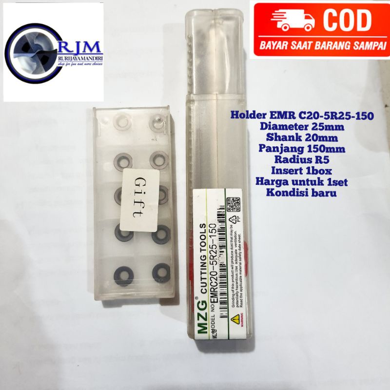 Jual Holder EMR C20-5R25-150 Diameter 25x20x150mm Radius R5 set insert ...