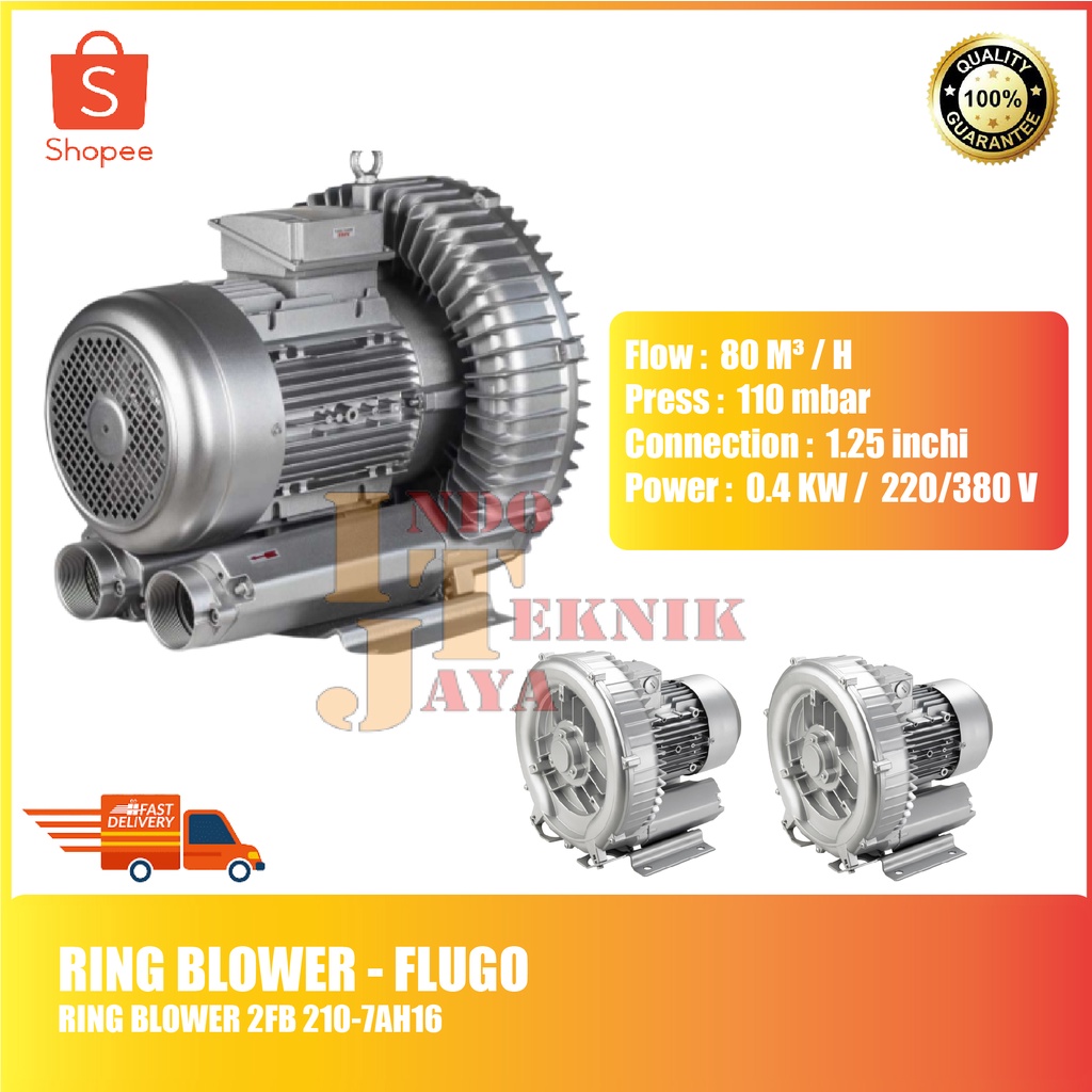 Jual FLUGO - RING BLOWER 2FB 210-7AH16 / 0.4 Kw / 220/380V / 80 m3/hr ...