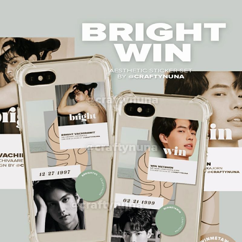 Jual ⭐ BRIGHT & WIN Aesthetic Minimalist Sticker Set ⭐ vachirawit metawin stiker case hp 2gether ...