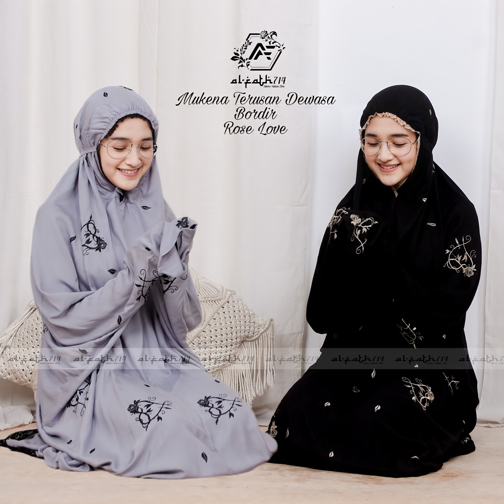 Jual Mukena Terusan Dewasa Bordir Bunga Rose love Mukenah Lajuran Dewasa | Shopee Indonesia