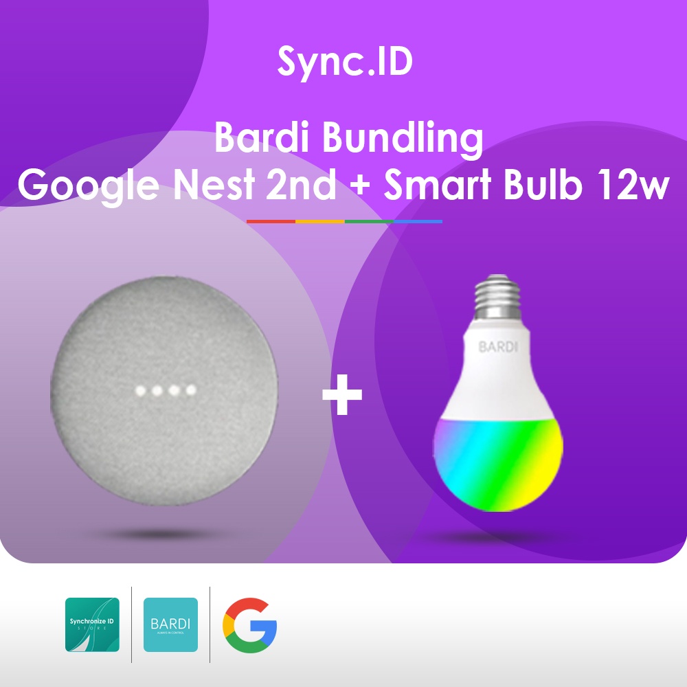 Jual Bundling Google Nest Home Mini 2nd Gen w/ Bardi Smart Light Bulb ...