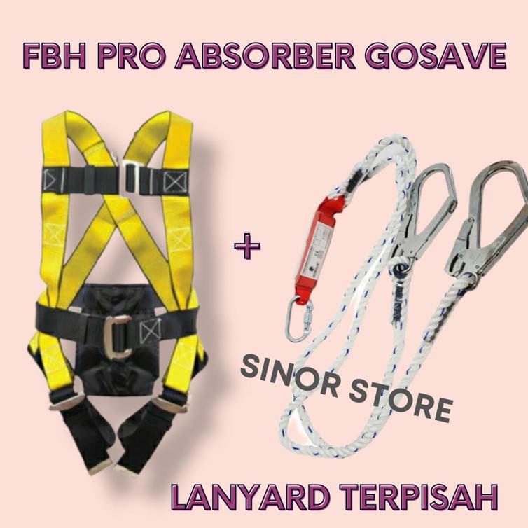 Jual Full Body Harness GOSAVE PRO ABSORBER Double Bog Hook. D Ring Carabiner. Double Lanyard ...
