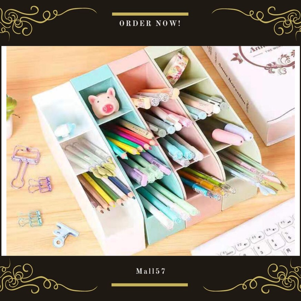 Jual Rak Mini 4 Sekat / Rak Laci Plastik 4 Slot Pulpen Spidol / Desktop ...