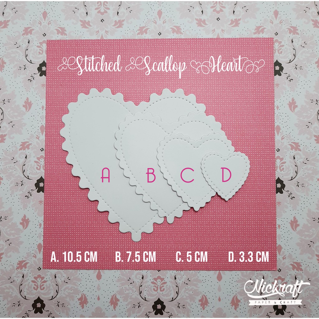 Jual STITCHED SCALLOP HEART - BAHAN SCRAPBOOK LABEL HATI LOVE | Shopee ...