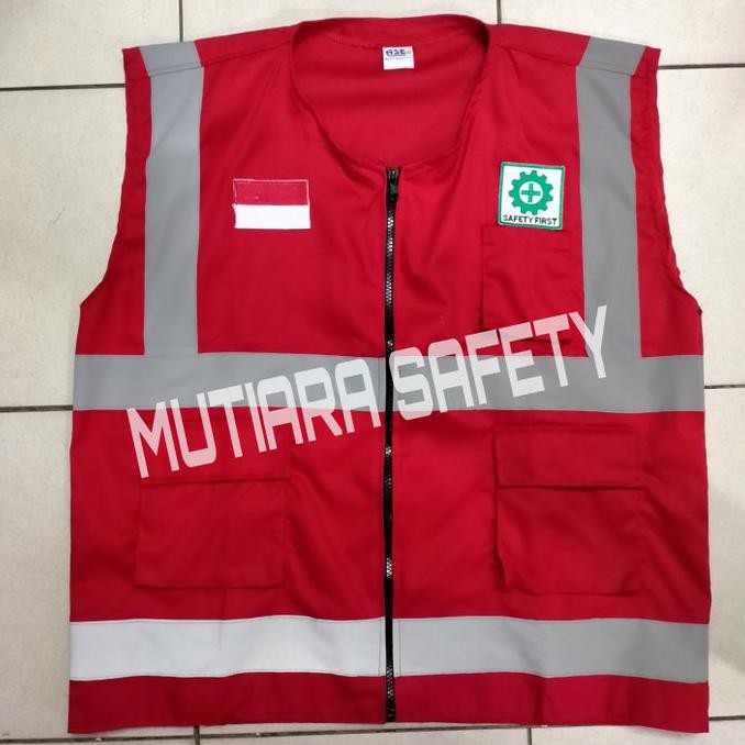 Jual Rompi drill rompi safety rompi proyek+logo k3+logo bendera - Merah ...