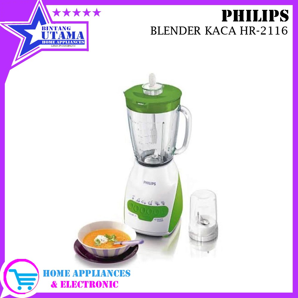 Jual (COD) BLENDER PHILIPS HR 2116 / HR2116 / HR-2116 [KACA / 2 LITER ...