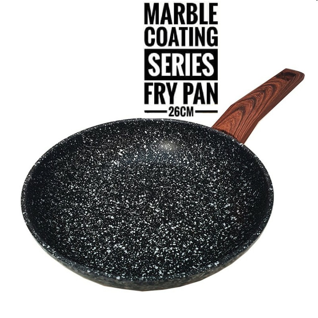 Jual Fry Pan Teflon Penggorengan Marble Ceramic Keramik Anti Lengket Yoshikawa Marble 26CM ...
