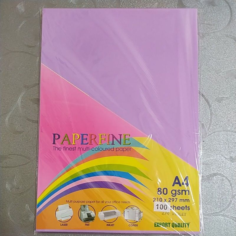 Jual Kertas Paperfine A4 80 Gram 100 Sheet - Kertas HVS Warna | Shopee ...