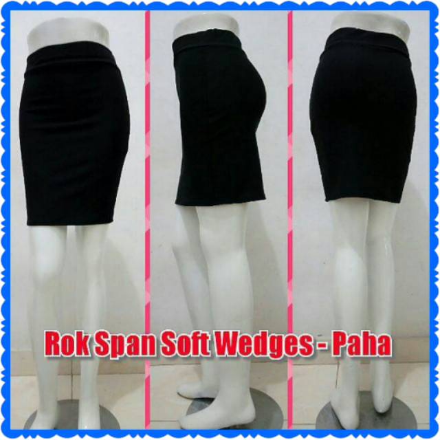 Jual TOMATOTOKO Rok Kerja Kantor Span Soft Wedges Paha Hitam | Mini ...