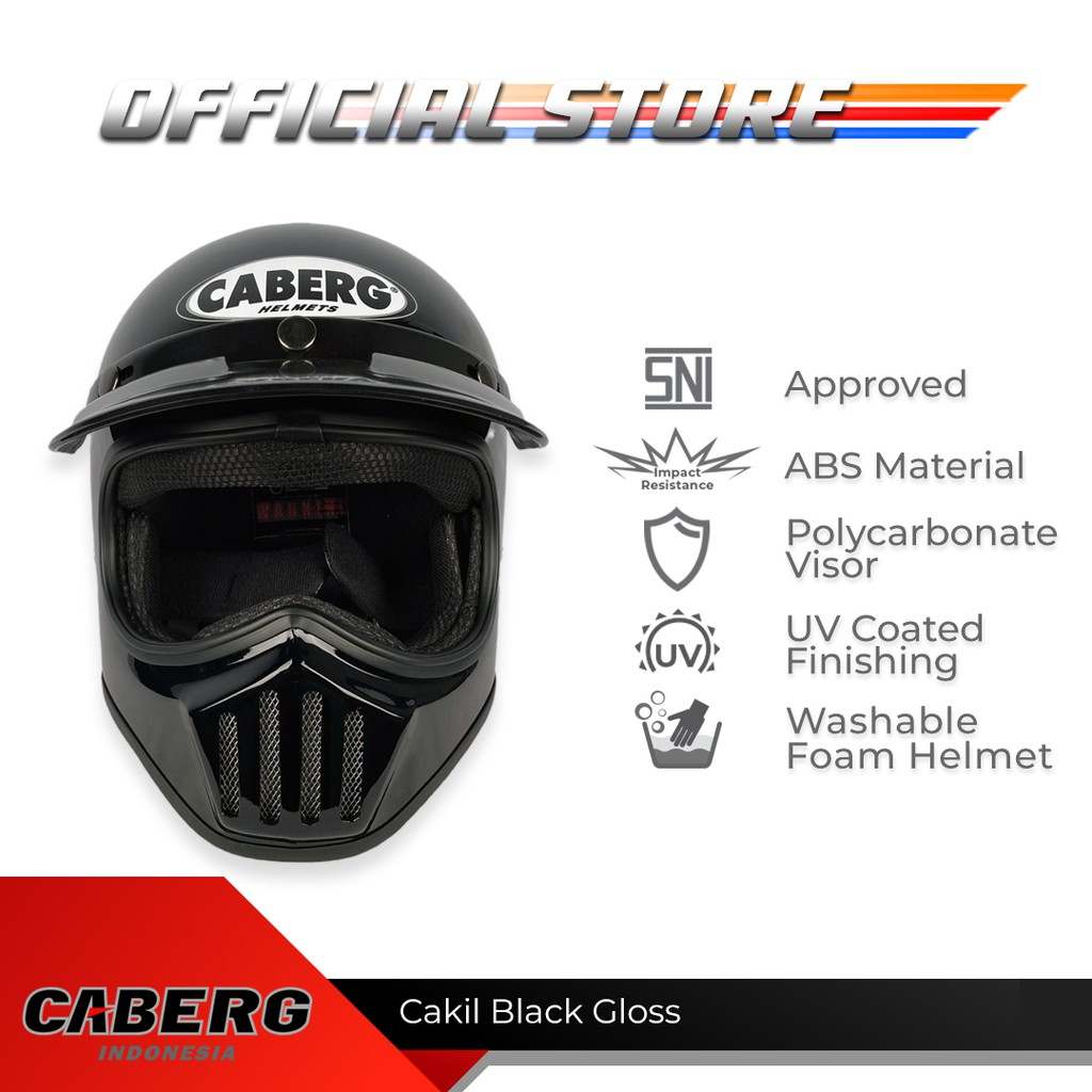 Jual Caberg Helm Cakil Solid Black Gloss Full Face | Shopee Indonesia