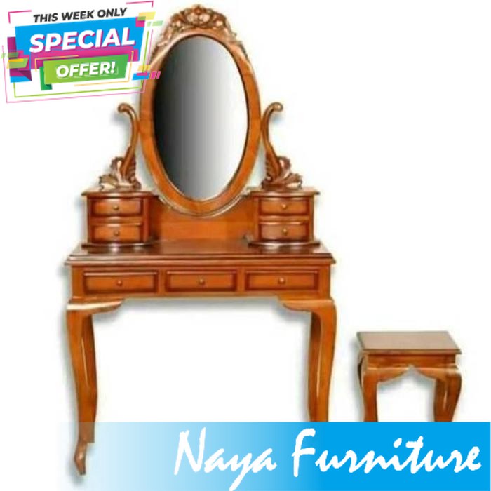 Jual Meja rias cermin ukir Jepara hias kayu Jati kaca kursi asli Jepara ...