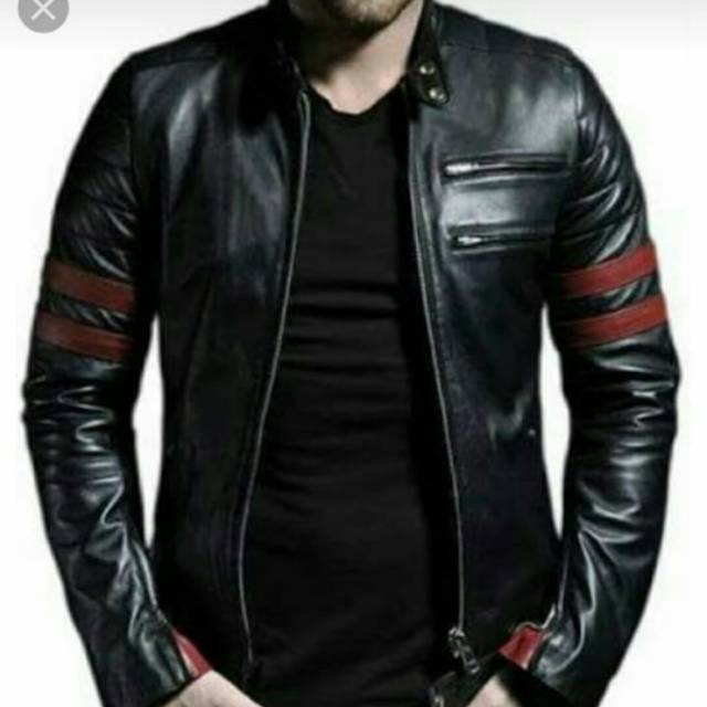Jual Jket Semi kulit Asli Garut, X-Man grs merah | Shopee Indonesia