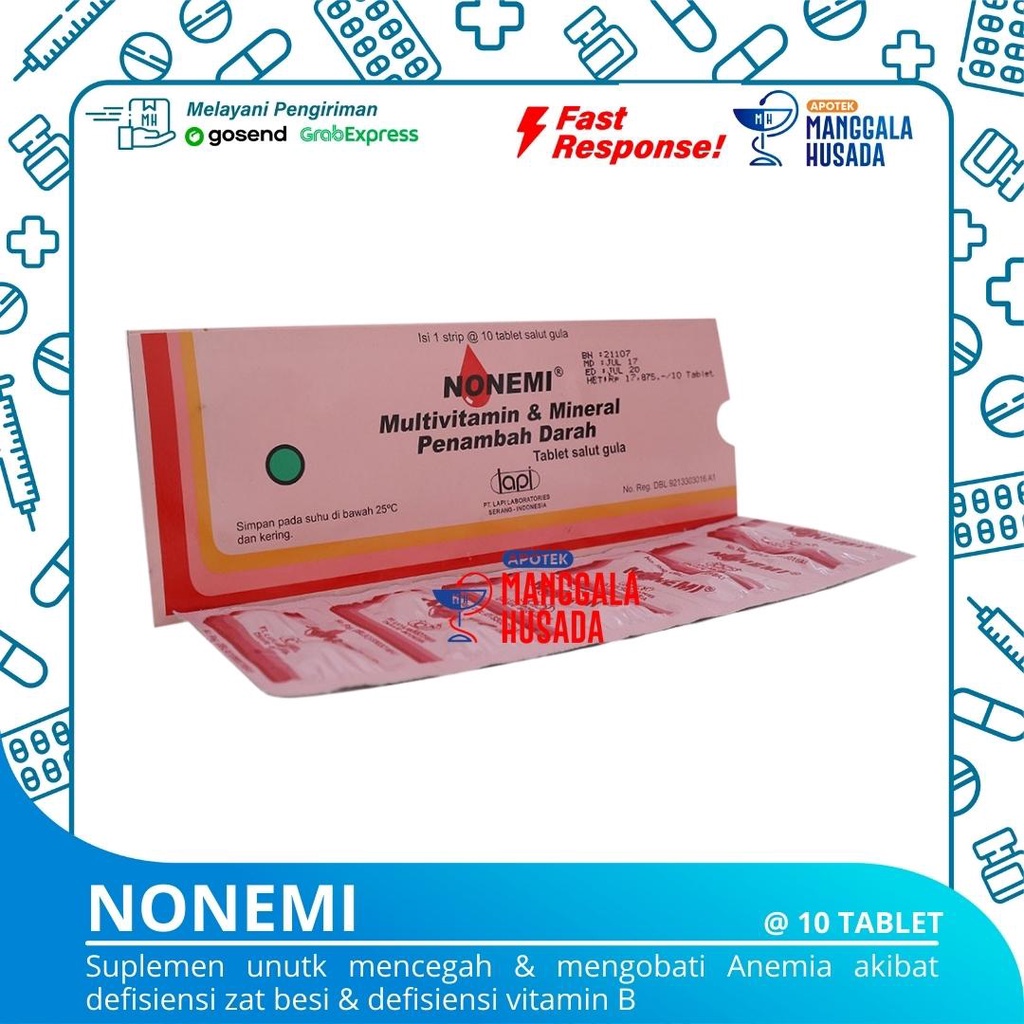 Jual NONEMI MULTIVITAMIN PENAMBAH DARAH PER STRIP @ 10 TABLET | Shopee ...