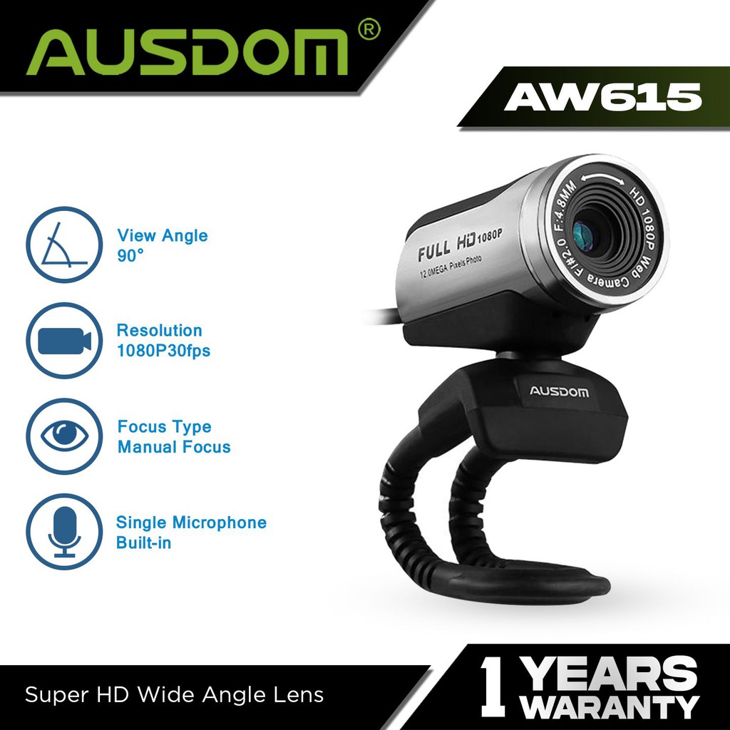 Jual Ausdom WEBCAM 1080P PC 12MP with Built-in Mic - AW615 | Shopee ...