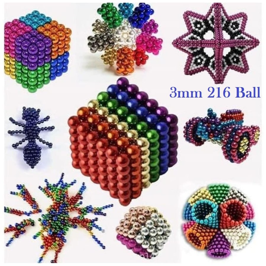 Jual Color Magnetic Ball 3 mm 216 pcs Bola Magnet Warna Warni ...