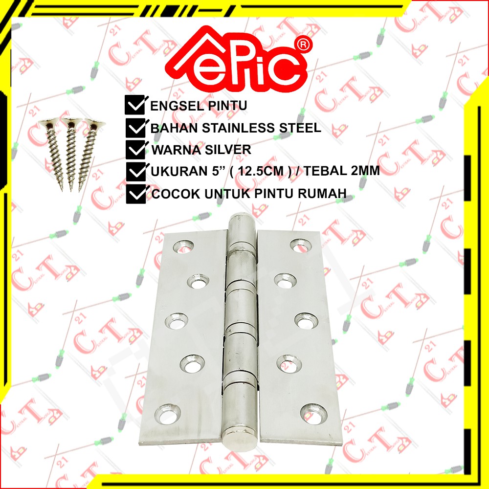 Jual Engsel Pintu 5 Inch Epic - Engsel Stainless - Engsel Tebal ...