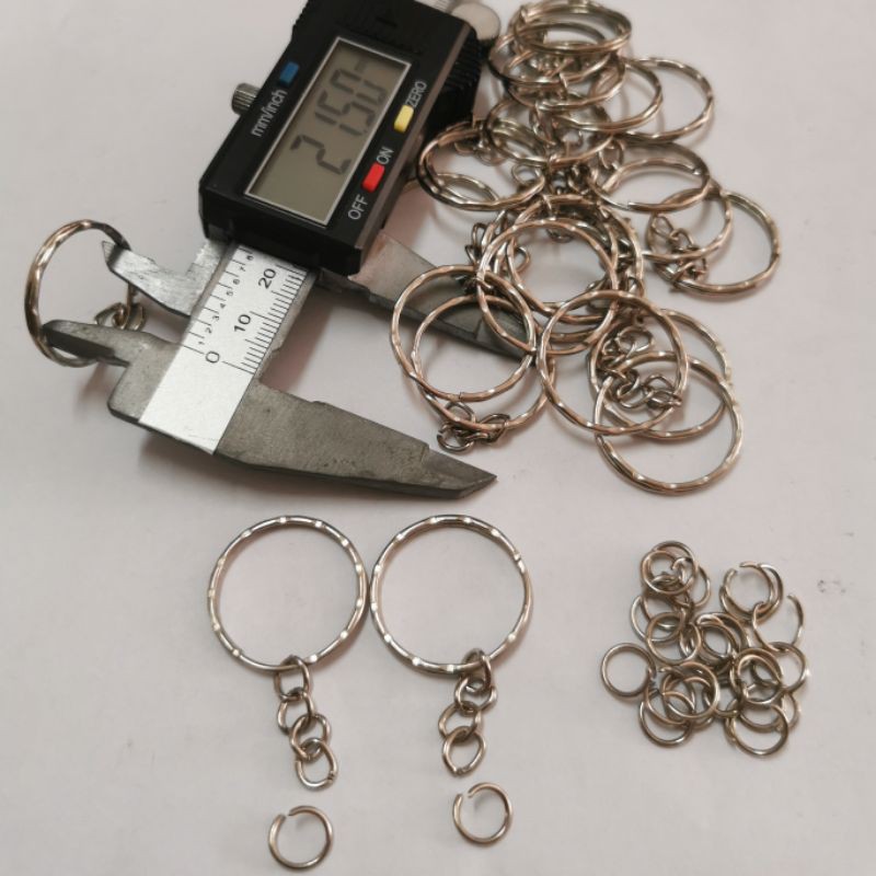 Jual ring gantungan kunci rantai 25mm + ring kecil nikel / 144pcs ...