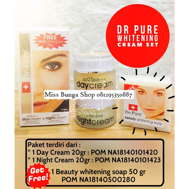 Jual PAKET SET DR PURE Whitening Cream BPOM Ori ( Day + Night + Free ...