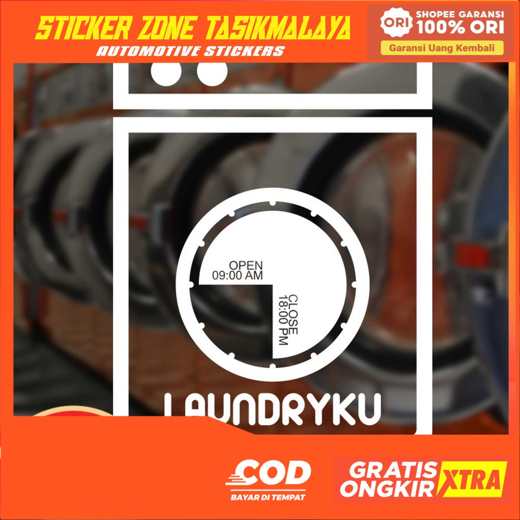 Jual ORIGINAL Stiker Kaca Laundry Sticker Jadwal Buka Tutup Open Close ...
