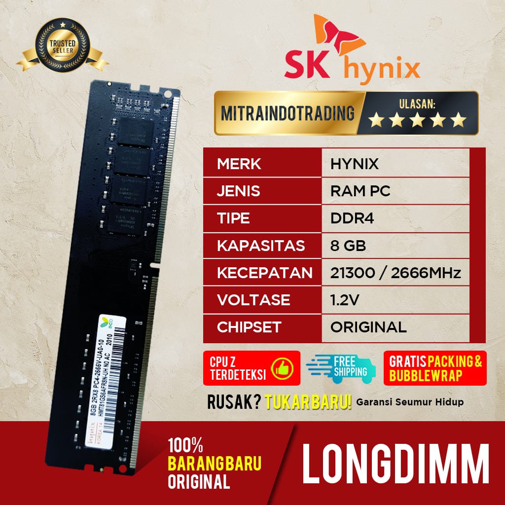 Jual RAM HYNIX LONGDIMM DDR4 8GB PC2666/21300 BERGARANSI | Shopee Indonesia