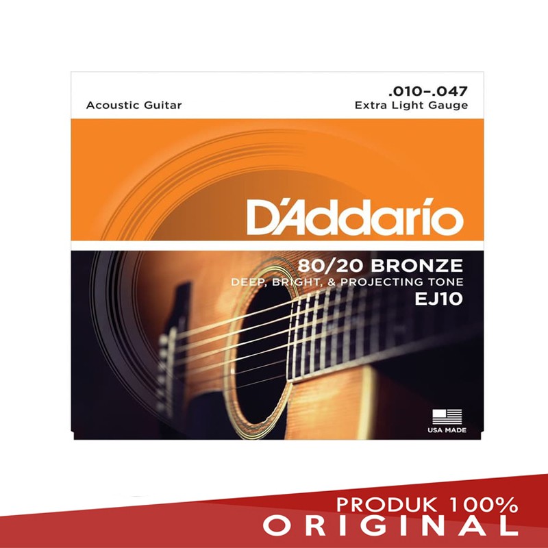 Jual D'Addario Acoustic String Extra Light EJ10 1047 | Shopee Indonesia