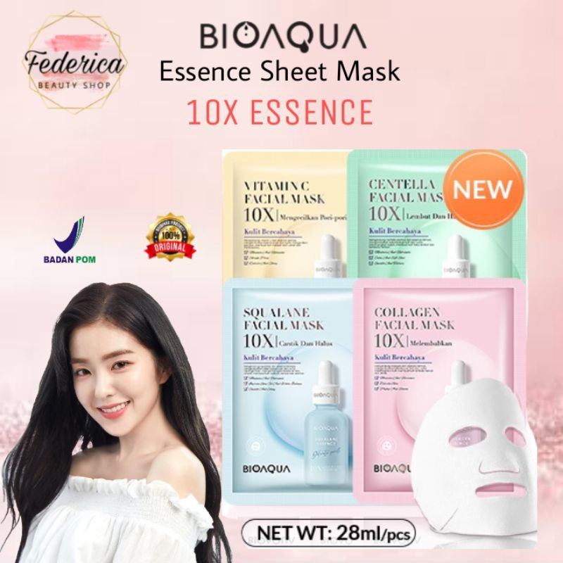 Jual BIOAQUA 10X THE ESSENCE FACIAL SHEET MASK (Squalane / Collagen / VIT C / Centella) | Shopee ...
