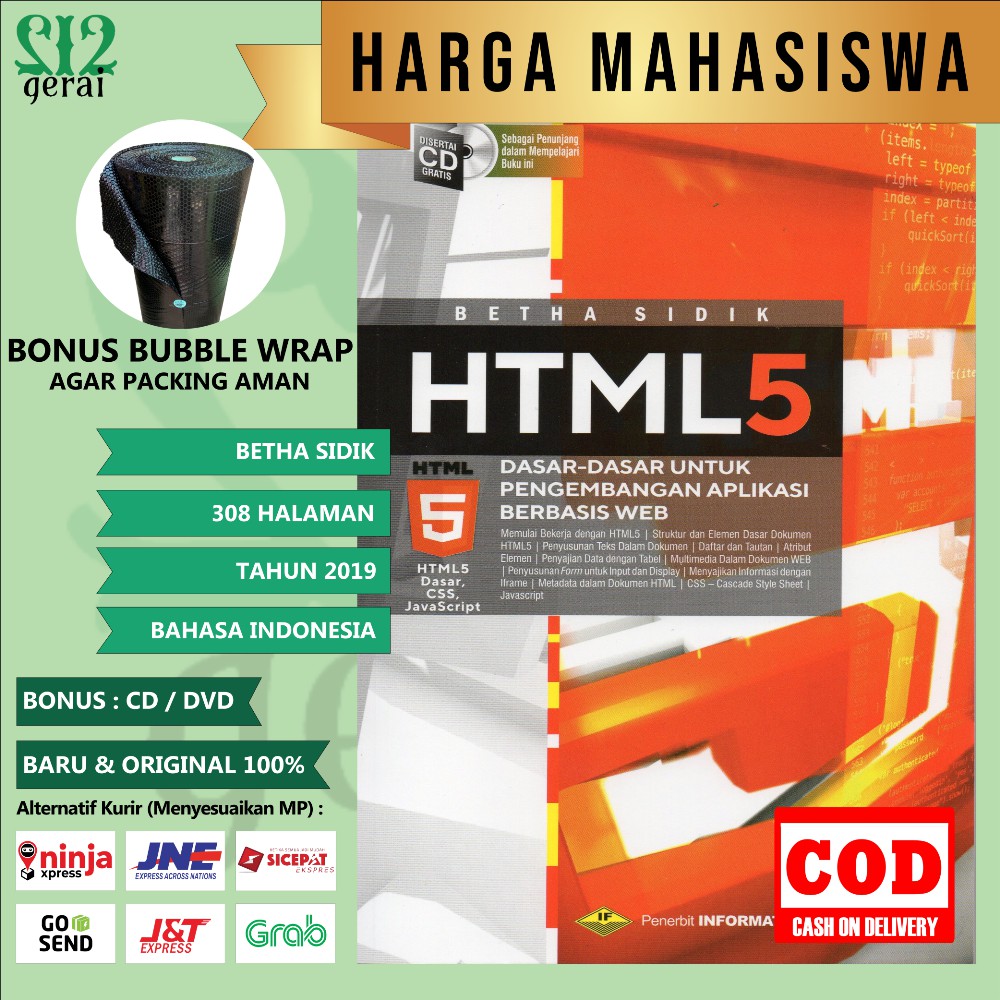 Jual BUKU HTML 5 DASAR DASAR UNTUK PENGEMBANGAN APLIKASI BERBASIS WEB BETHA SIDIK HARGA ...