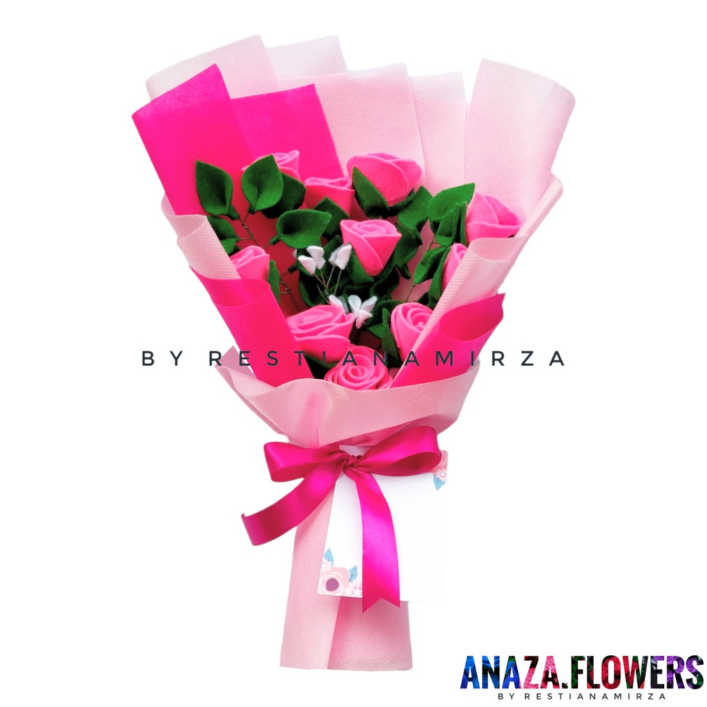 Jual Buket 10 Tangkai Bunga Mawar Flanel Wisuda Ulang Tahun Bucket Bouquet | Shopee Indonesia