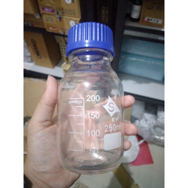 Jual botol sampel botol duran durant RRC bening tutup biru 250ml 250 ml ...