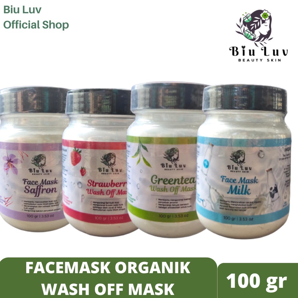 Jual [ 100 GRAM ] BPOM! MASKER WAJAH ORGANIK BIU LUV KEMASAN BOTOL - ORGANIC MASK BIULUV 100 GR ...