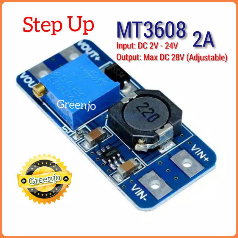 Jual MT3608 Step Up DC to DC 2A 2V-24V To 5V-28V Boost Converter Penaik Tegangan 2V to 28V ...
