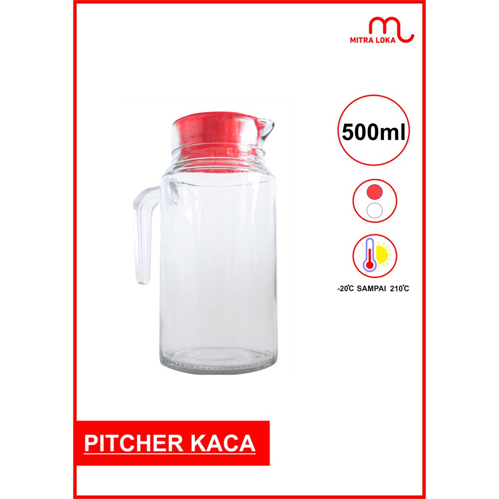 Jual Mitra Loka Pitcher Kaca Bening Dengan Tutup Polos Volume 500mL KIG ...