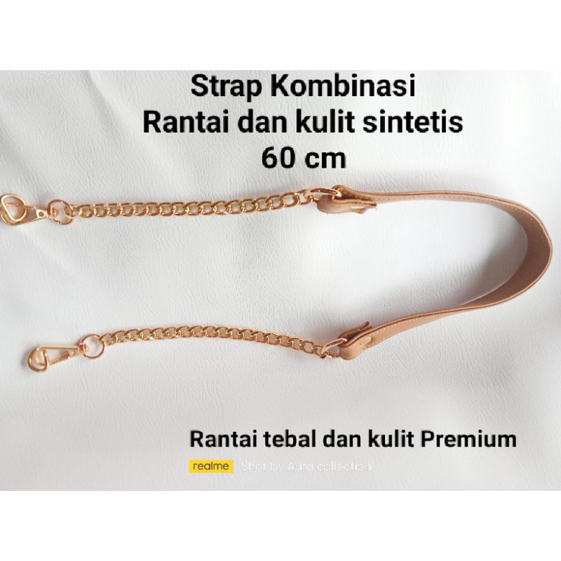 Jual Tali Tas kombinasi 60cm kulit sintetis dan Rantai untuk tas wanita ...