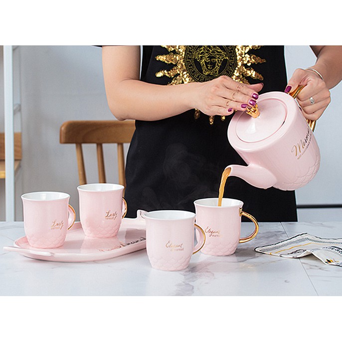 Jual Teko Tea Pot Set Mermaid Pink Nordic Beautifull Set 320-257 ...