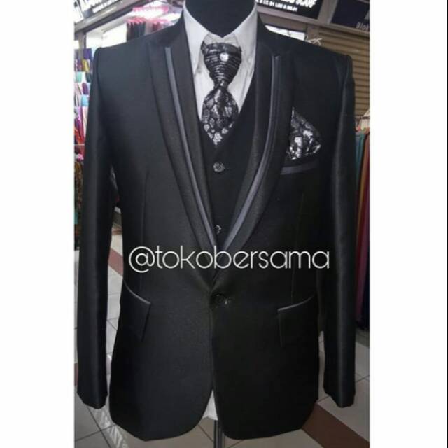 Jual Jas wedding hitam /Jas pengantin pria Premium hitam/Jas formal ...