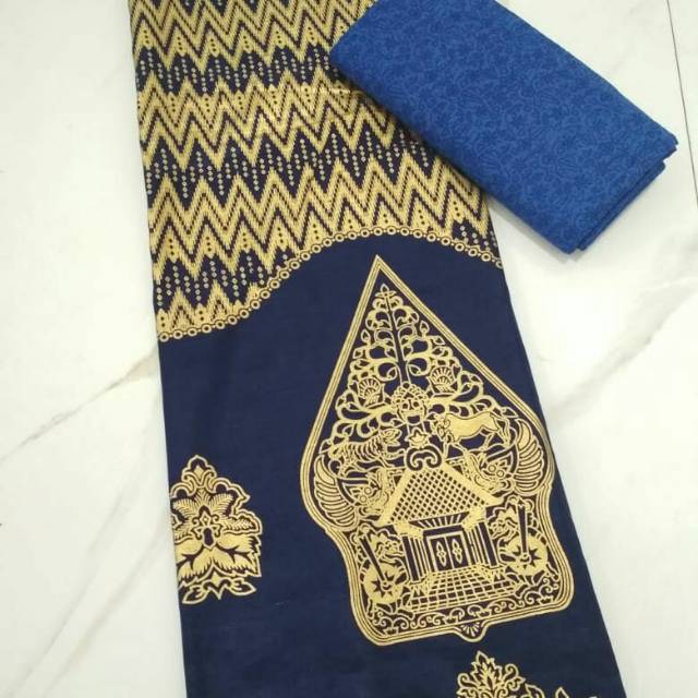Jual Kain Batik Motif Gunungan Wayang Prada Set Embos Kain Kebaya Katun ...