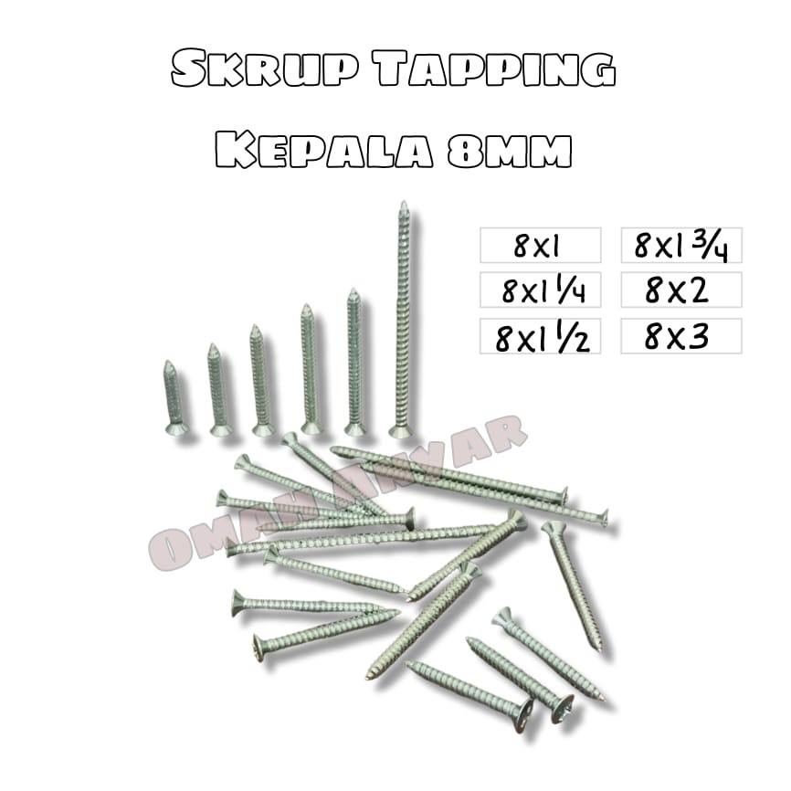 Jual Skrup Tapping Baut Screw JF Kayu Olimpik 1 bungkus isi 100 kepala ...