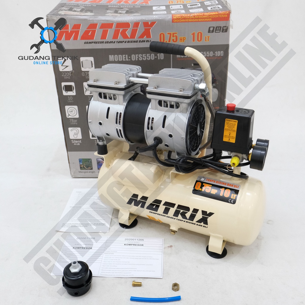 Jual Kompresor Angin Tanpa Oli MATRIX OFS 550-10 / Air Compressor ...