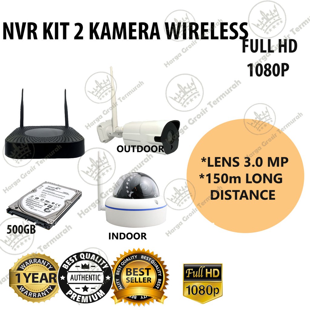 Jual PAKET CCTV NVR KIT 10 CHANNEL 2 KAMERA 1080P NON AUDIO FULL HD ...