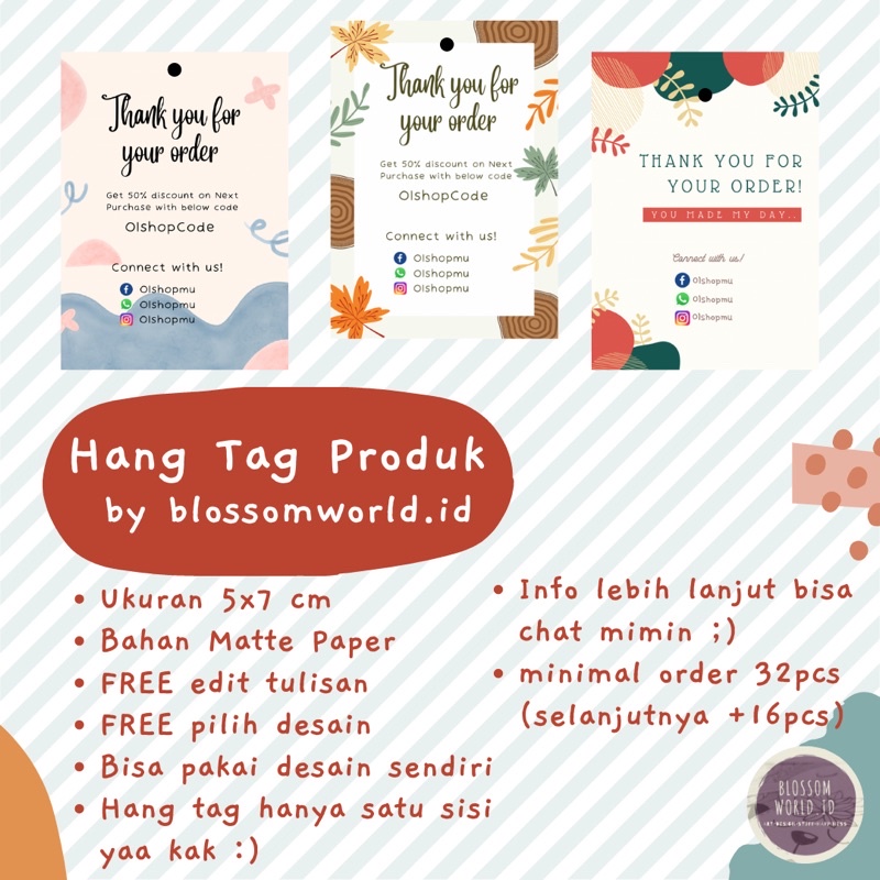 Jual Hang Tag Produk Aesthetic / Hang Tag Aesthetik Lucu dan ...
