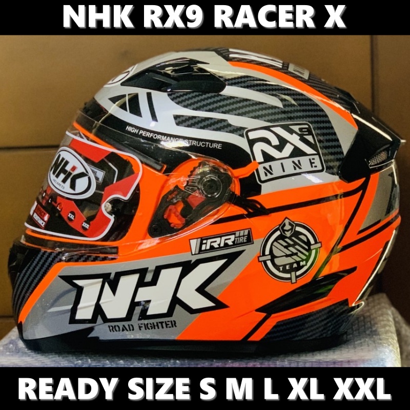Jual Helm NHK RX9 Racer X Orange Fluo Silver Double Visor Full Face ...