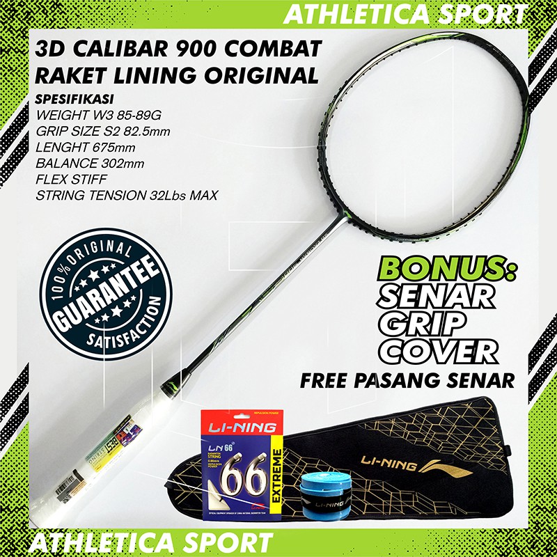 Jual RAKET BADMINTON LINING ORIGINAL 3D CALIBAR 900 COMBAT | Shopee ...