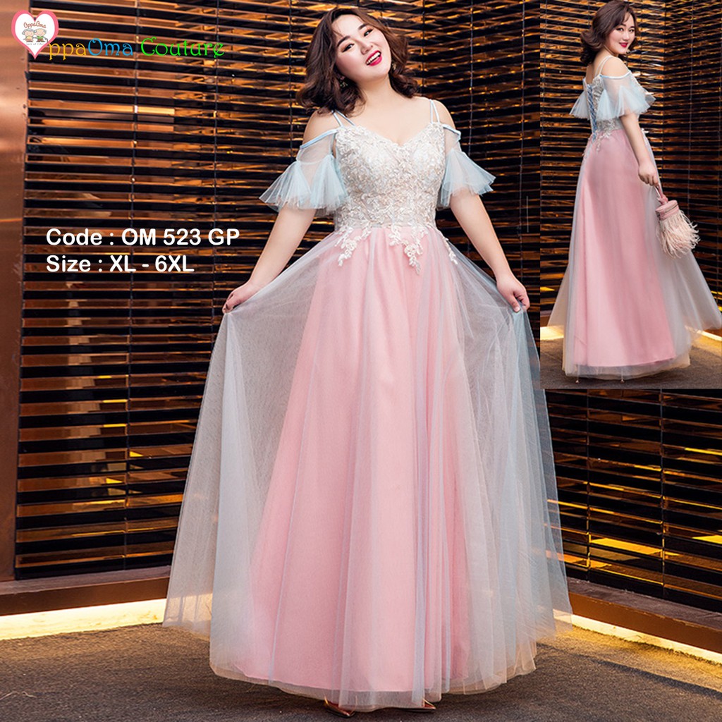 Jual Gaun pesta model eropa motif bunga ukuran jumbo OM 523 GP | Shopee ...