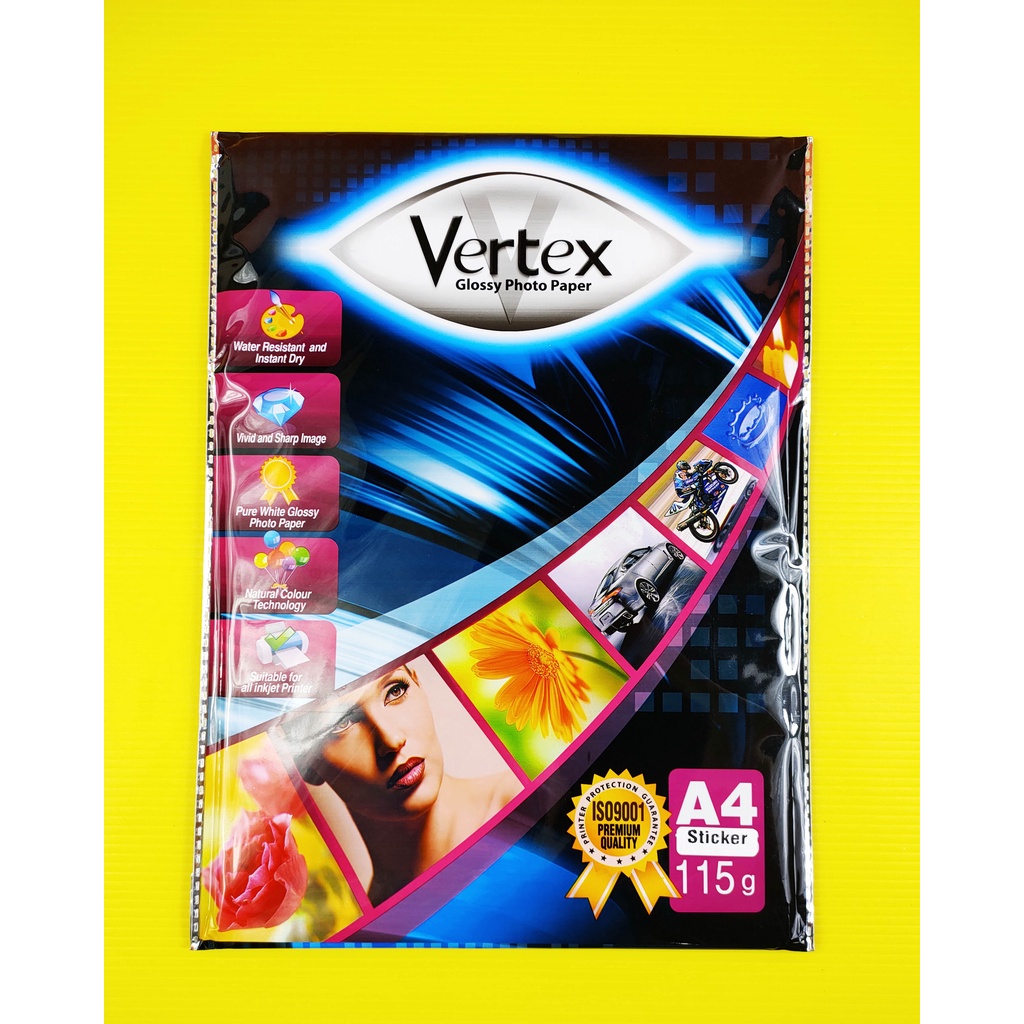 Jual KERTAS FOTO / PHOTO PAPER VERTEX STIKER A4 115 GSM ( 20 SHEETS ...