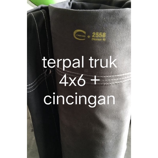 Jual terpal kain truk liong/no8 coklat/biru, 4x6 dobel cincingan ...