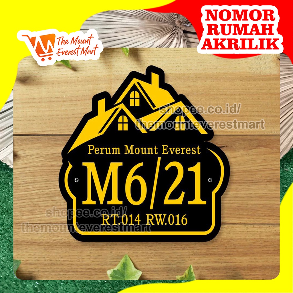 Jual Papan Nomor Rumah Akrilik Huruf Bentuk Omah Model 3 Atap Tipe A ...