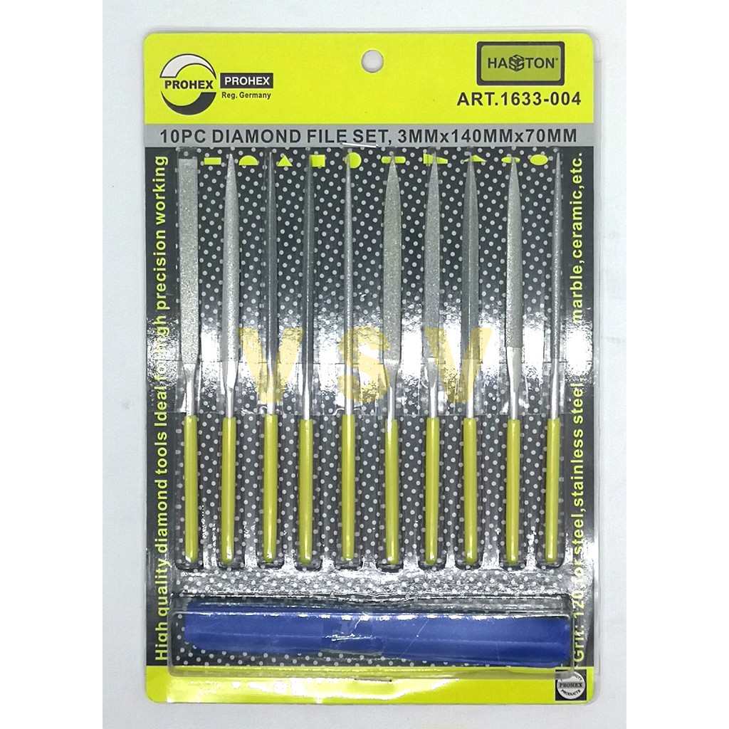 Jual Hasston kikir diamond set10pc 3mm 1633-004/ dimond files / kikir ...